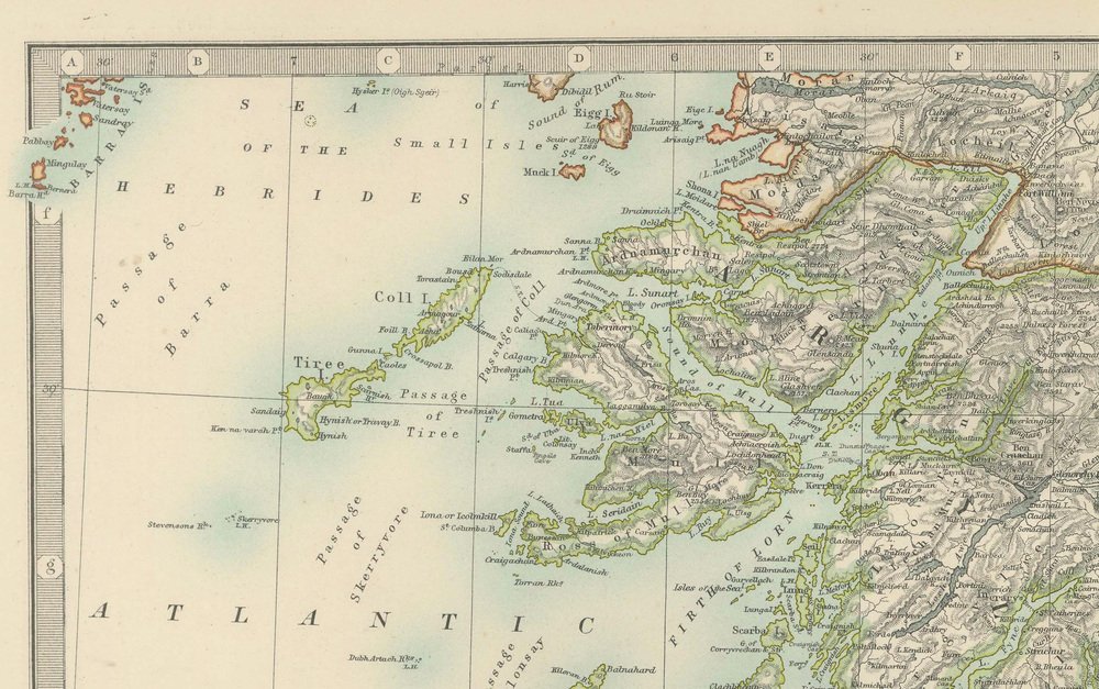 Antique Map of Southern Scotland with Coastal and Inland Details, 1903 ...