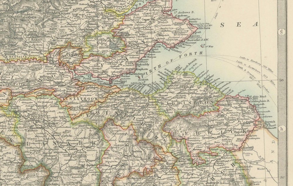 Antique Map of Southern Scotland with Coastal and Inland Details, 1903 ...
