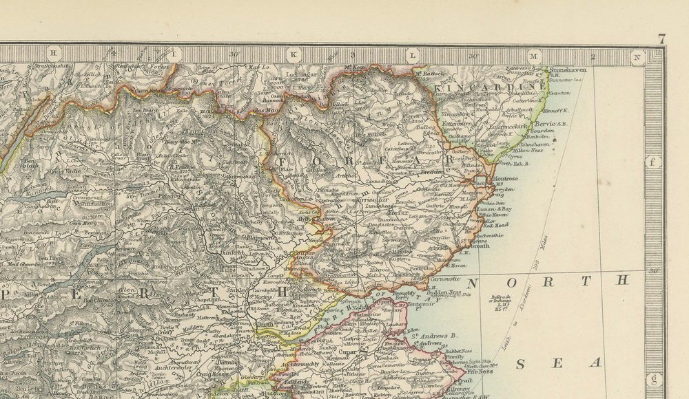 Antique Map of Southern Scotland with Coastal and Inland Details, 1903 ...