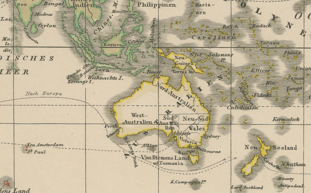 Antique World Map Mercator Projection with Global Sea Routes by Adolf ...