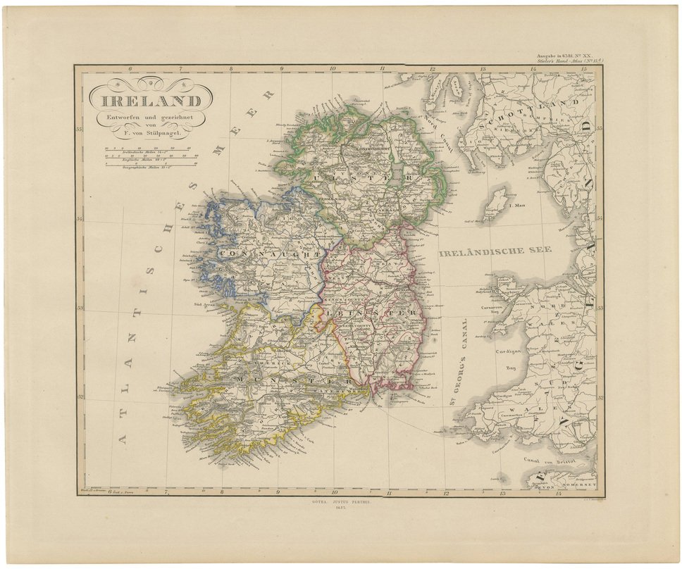 Map of Ireland with Provincial and County Divisions, 1851 for sale at ...