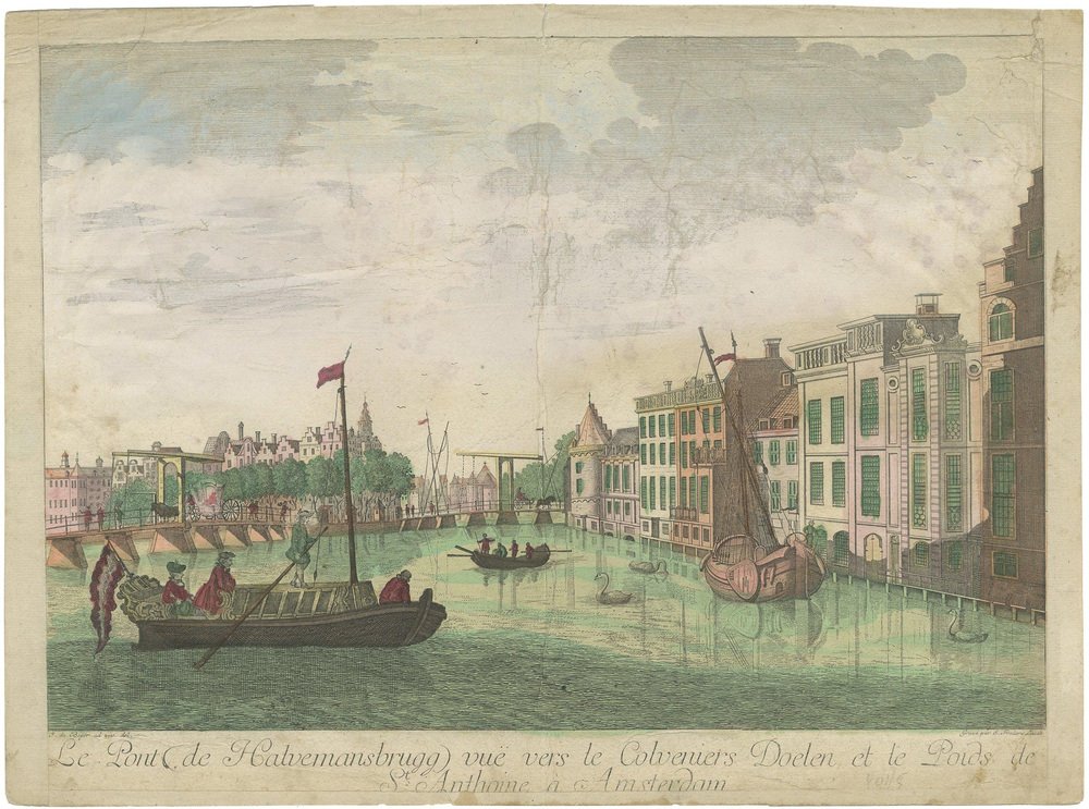 After Jan de Beijer, Optica View of Amsterdam with Half-Moon Bridge ...