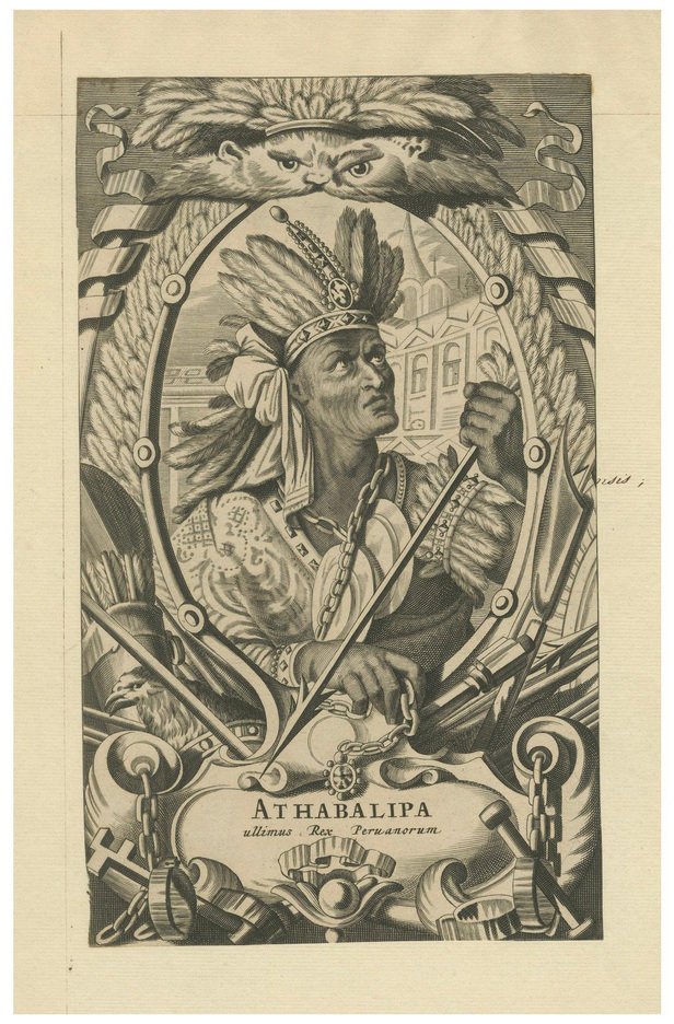 Atahualpa the Last Inca Emperor of Perue, 1700, Engraving on Paper for ...