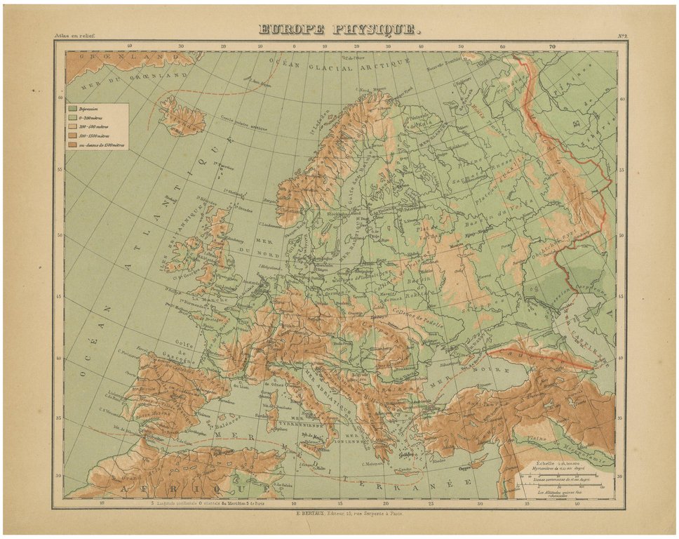 Antique French Map of Europe by Hachette, 1883 for sale at Pamono