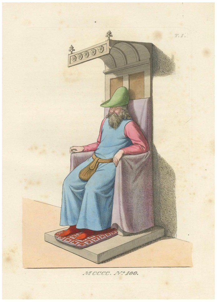 Medieval Elder in Throne, 1845, Paper for sale at Pamono