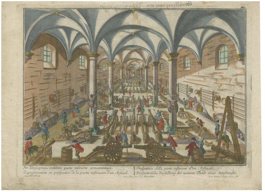Perspective View of a Cannon Foundry, 1700s, Paper for sale at Pamono