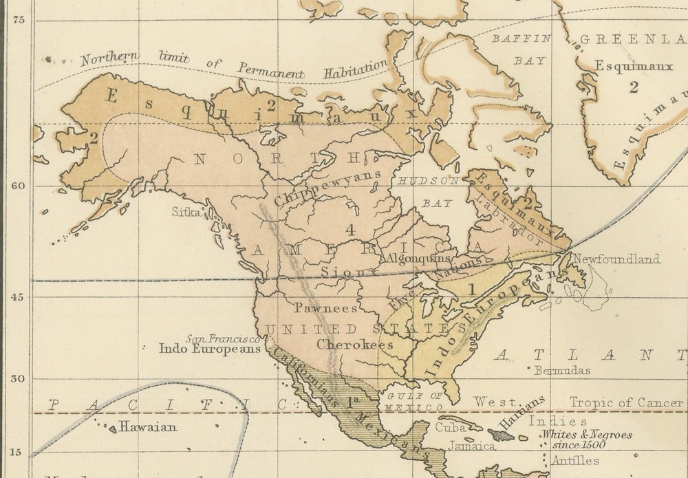 Ethnographic Map of the World by A.K. Johnston, 1852 for sale at Pamono