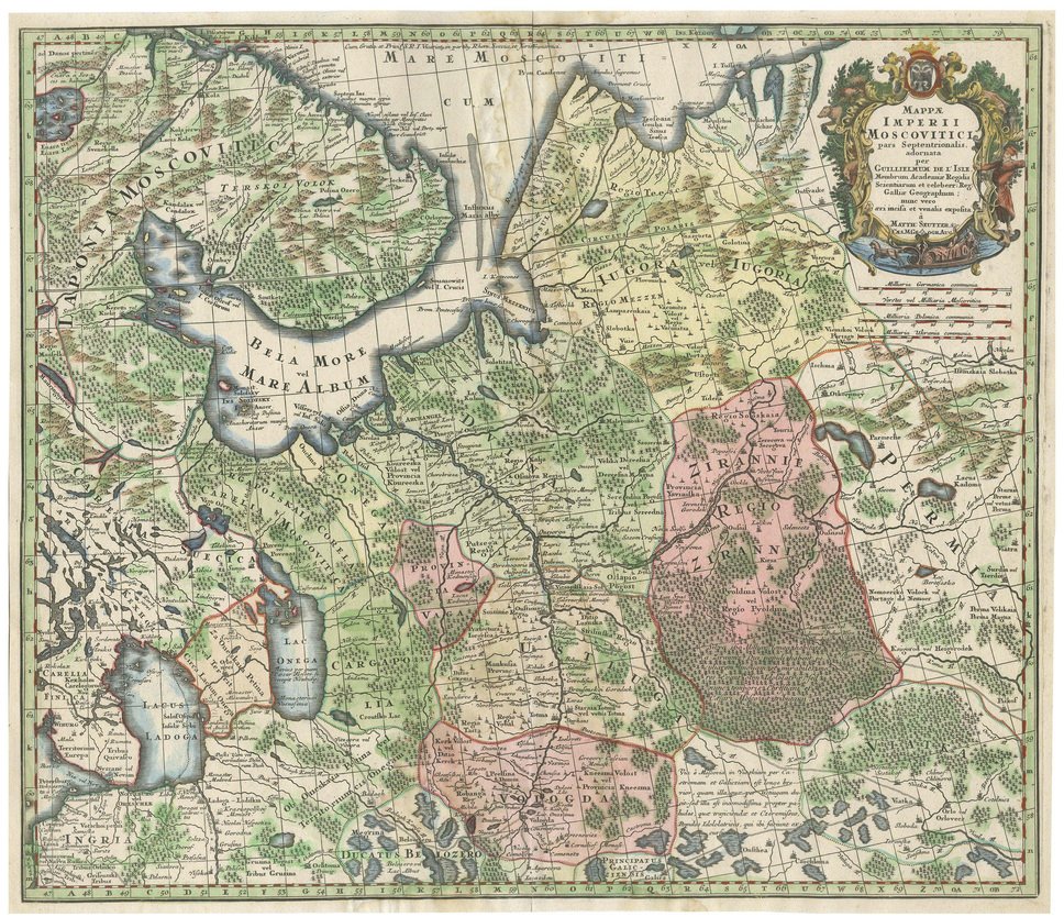Imperial Map of Northern Russia with Archangel and Lapland and Permia ...