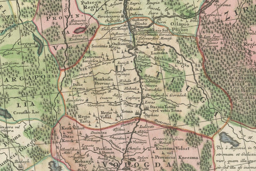 Imperial Map of Northern Russia with Archangel and Lapland and Permia ...