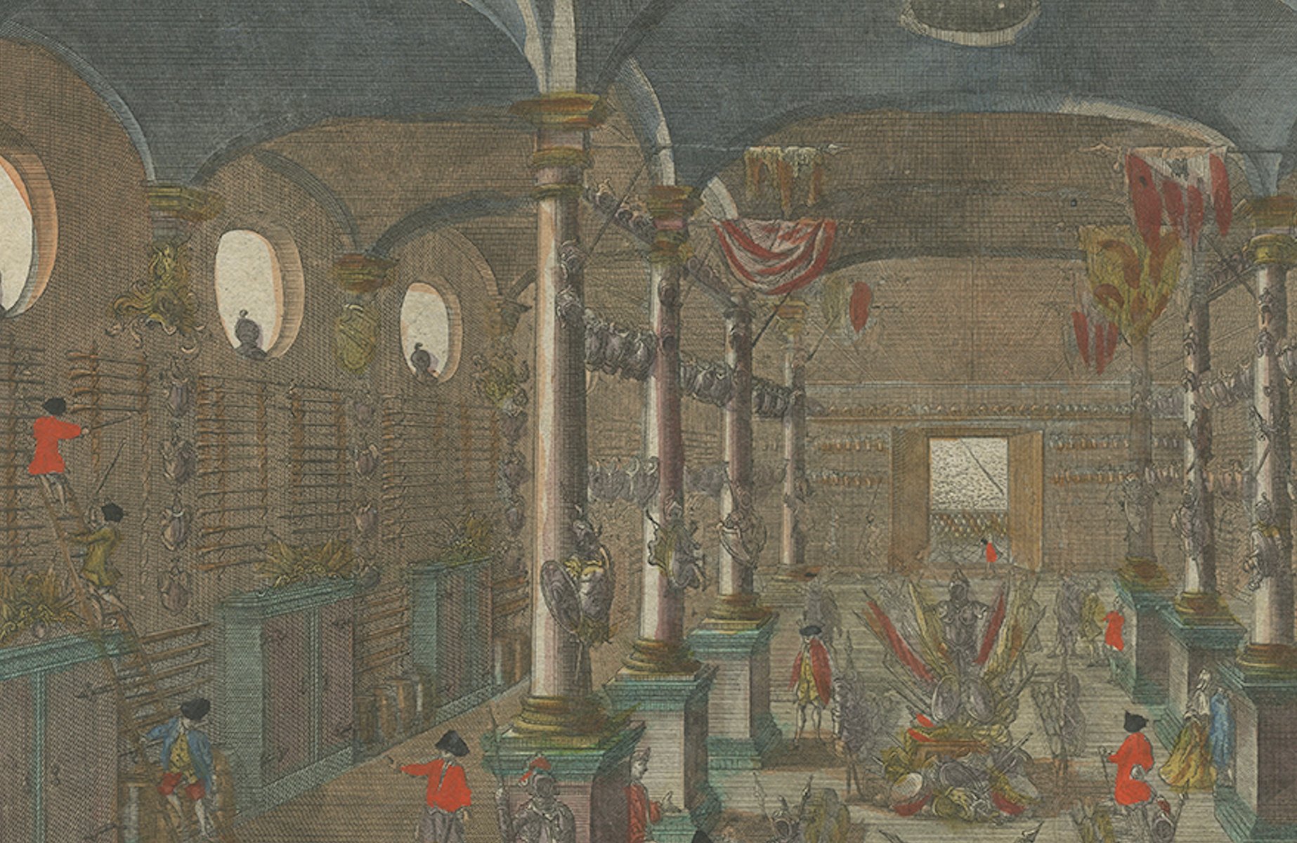 Arsenal Interior Upper Hall with Arms Display, 1760, Paper for sale at ...