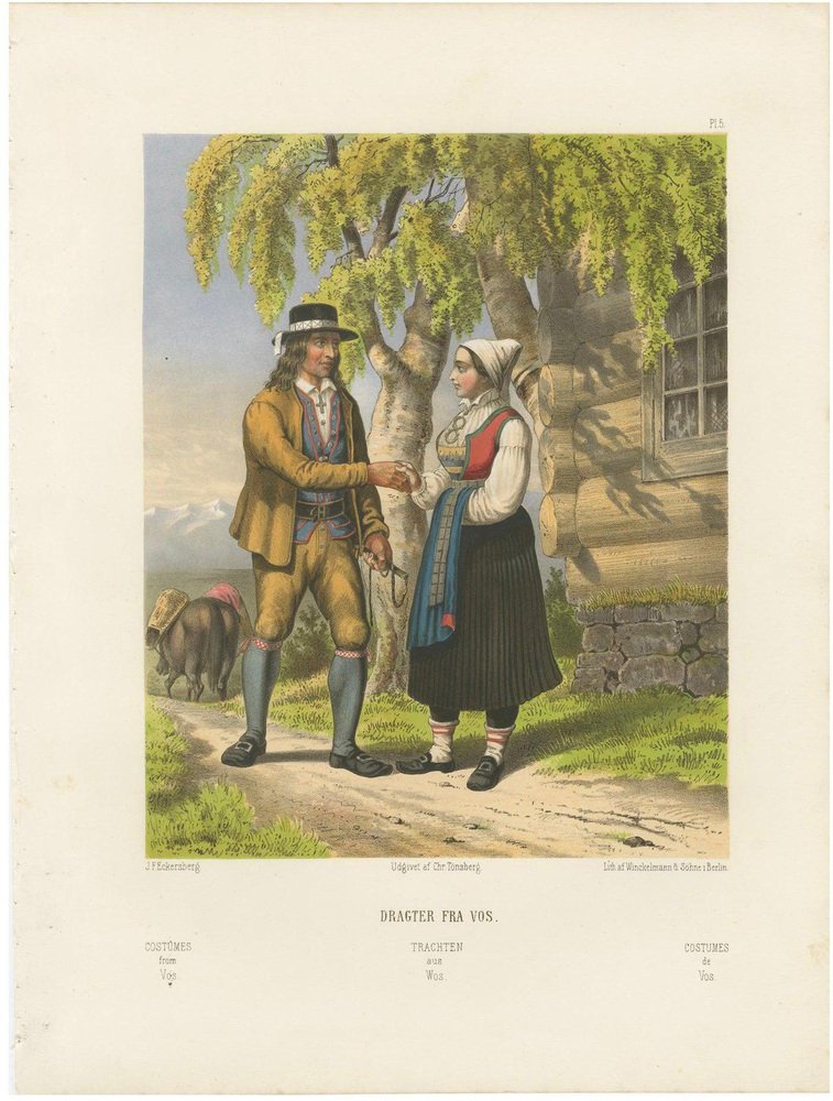 Johan Fredrik Eckersberg, Norwegian Folk Attire from Voss, 1860 ...