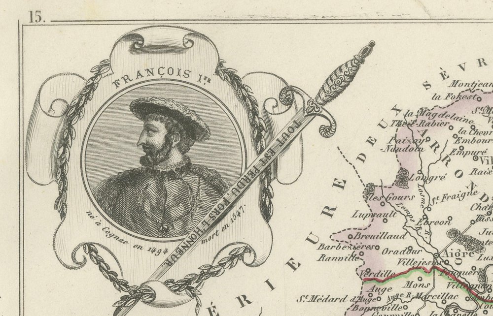 Map of Charente France with Cognac Region and Château De La ...