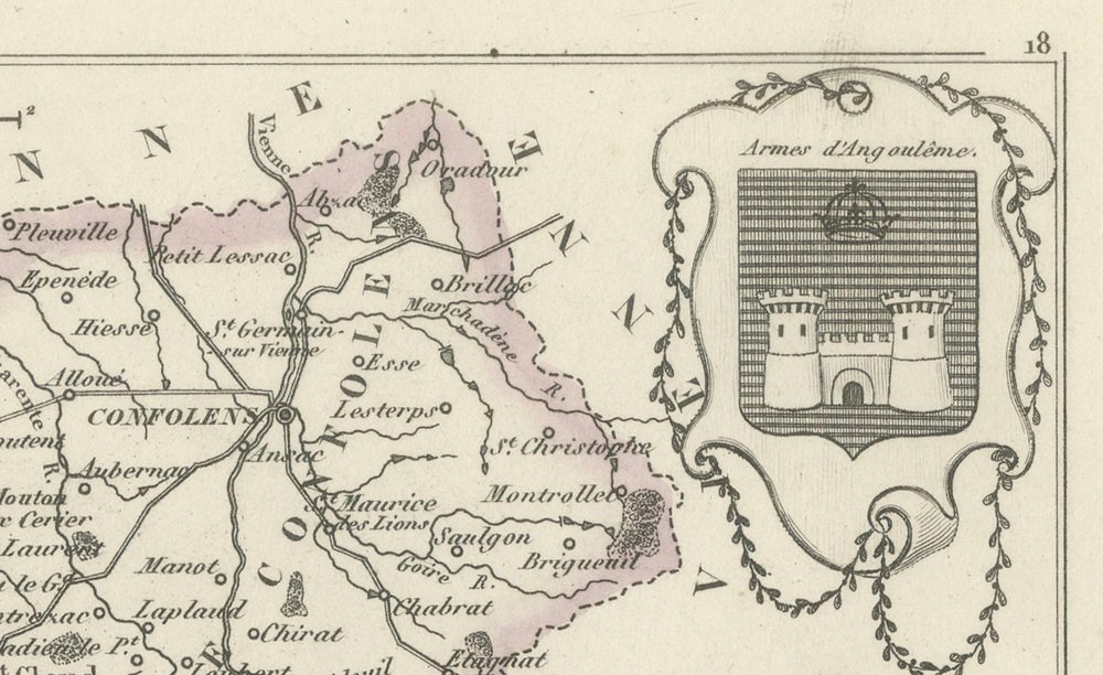 Map of Charente France with Cognac Region and Château De La ...