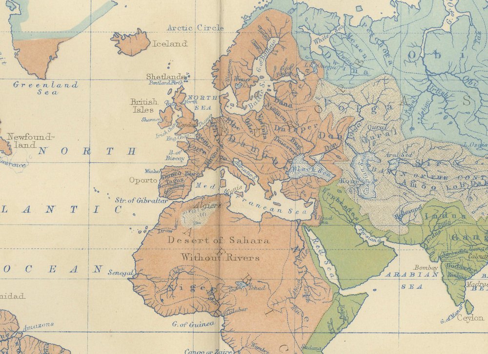 River Systems Map of the World by A.K. Johnston, 1856 for sale at Pamono