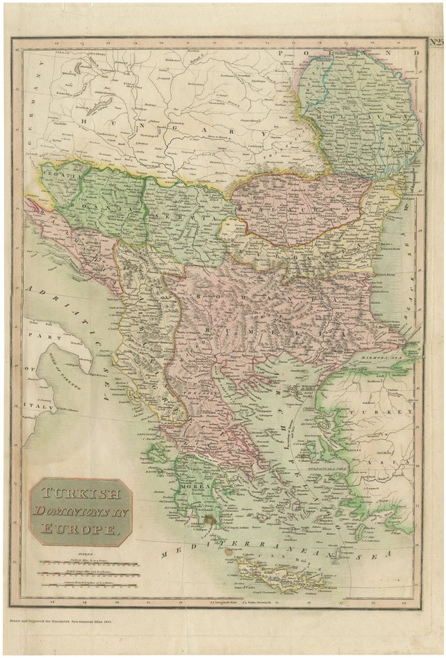 Map of Turkish Dominions in Europe, 1813 for sale at Pamono