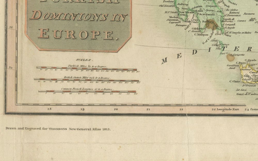 Map of Turkish Dominions in Europe, 1813 for sale at Pamono