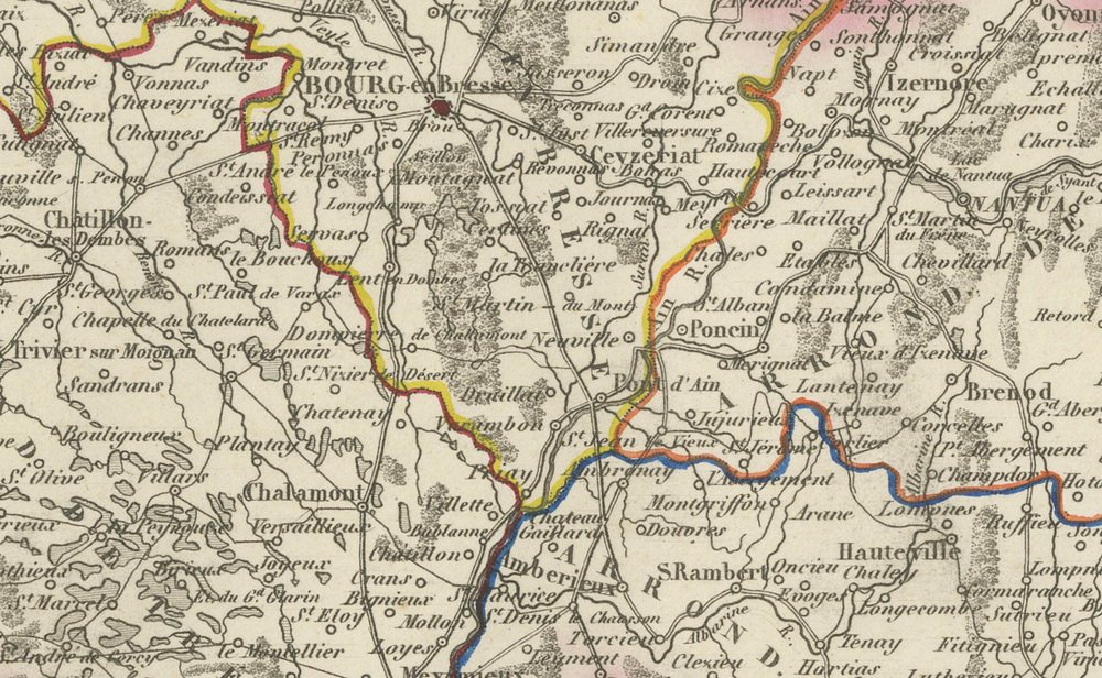 Map of Ain France with Vineyards of Bugey and Notable Portraits, c.1850 ...