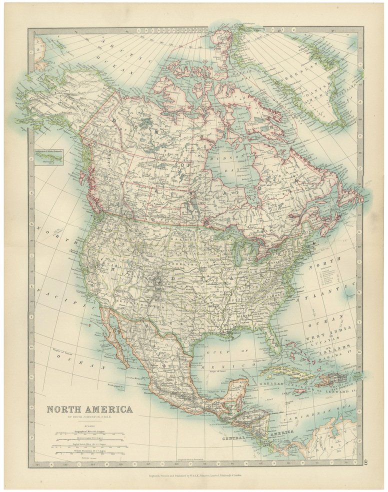 Explore North America in 1903 Map for sale at Pamono