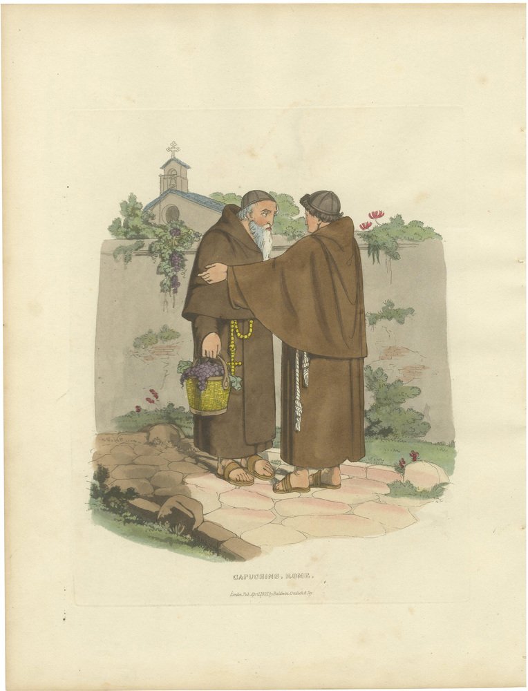 Capuchin Monks and Roman Serenity, 1820, Paper for sale at Pamono