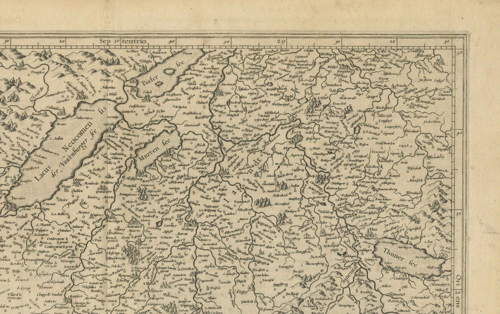 Map of Avenches Region Switzerland by Mercator, 1585 for sale at Pamono