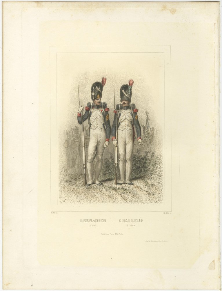 After Raffet, Napoleonic Foot Grenadiers Chasseur, Grenadier, and Flag ...