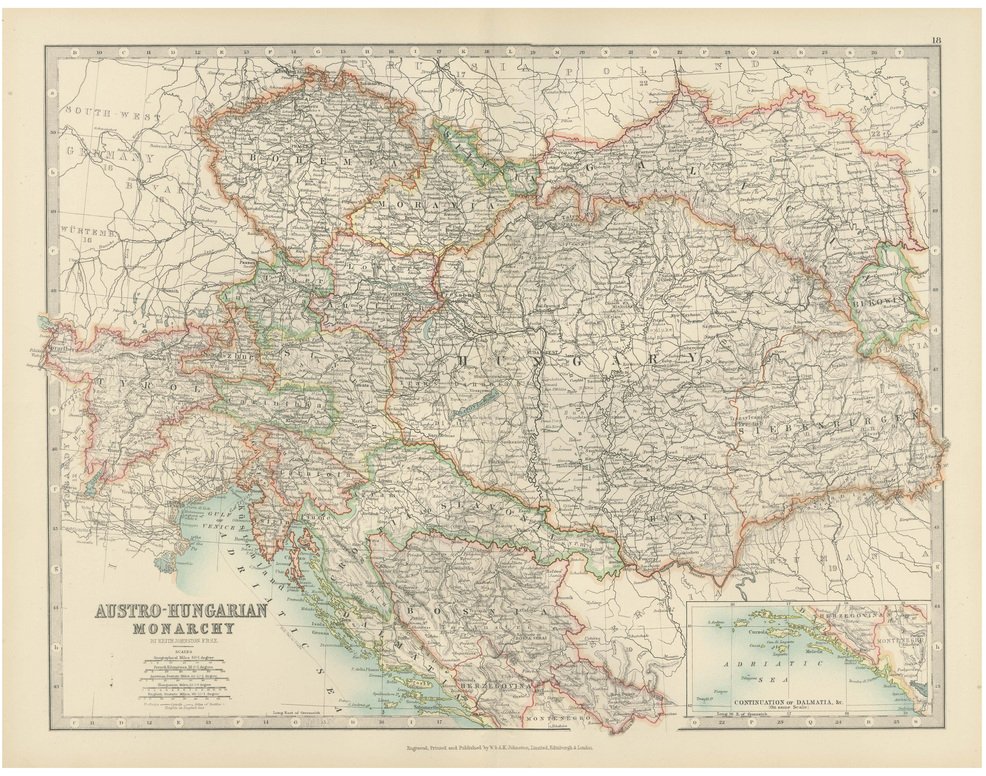 Antique Map of the Austro-Hungarian Monarchy, 1903 for sale at Pamono