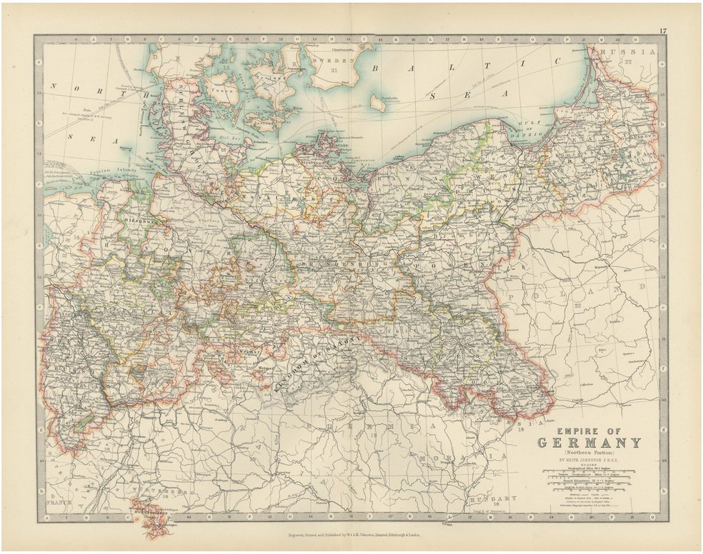Antique Map of the German Empire, 1903 for sale at Pamono