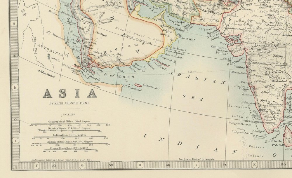 Antique Map of Asia, 1903 for sale at Pamono