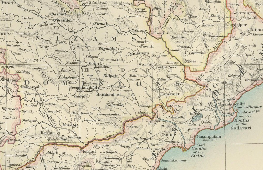 Antique Map of Southern India and South Eastern Provinces, 1903 for ...