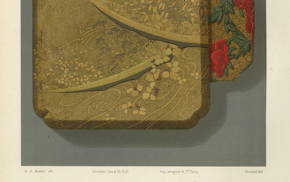 Japanese Lacquer and Textile Tray Designs, 1880s, Paper for sale at Pamono