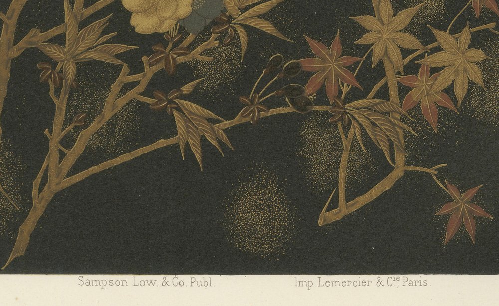 Japanese Autumn and Spring Flowers, 1880s, Paper for sale at Pamono