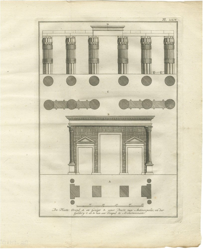 Pococke, Temple Portico and Columns at Antinoöpolis Architectural, 1776 ...