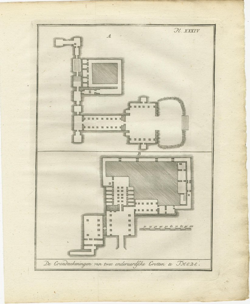 Ancient Egyptian Temple and Tomb Ground Plans Thebes, 1776, Paper, Set ...