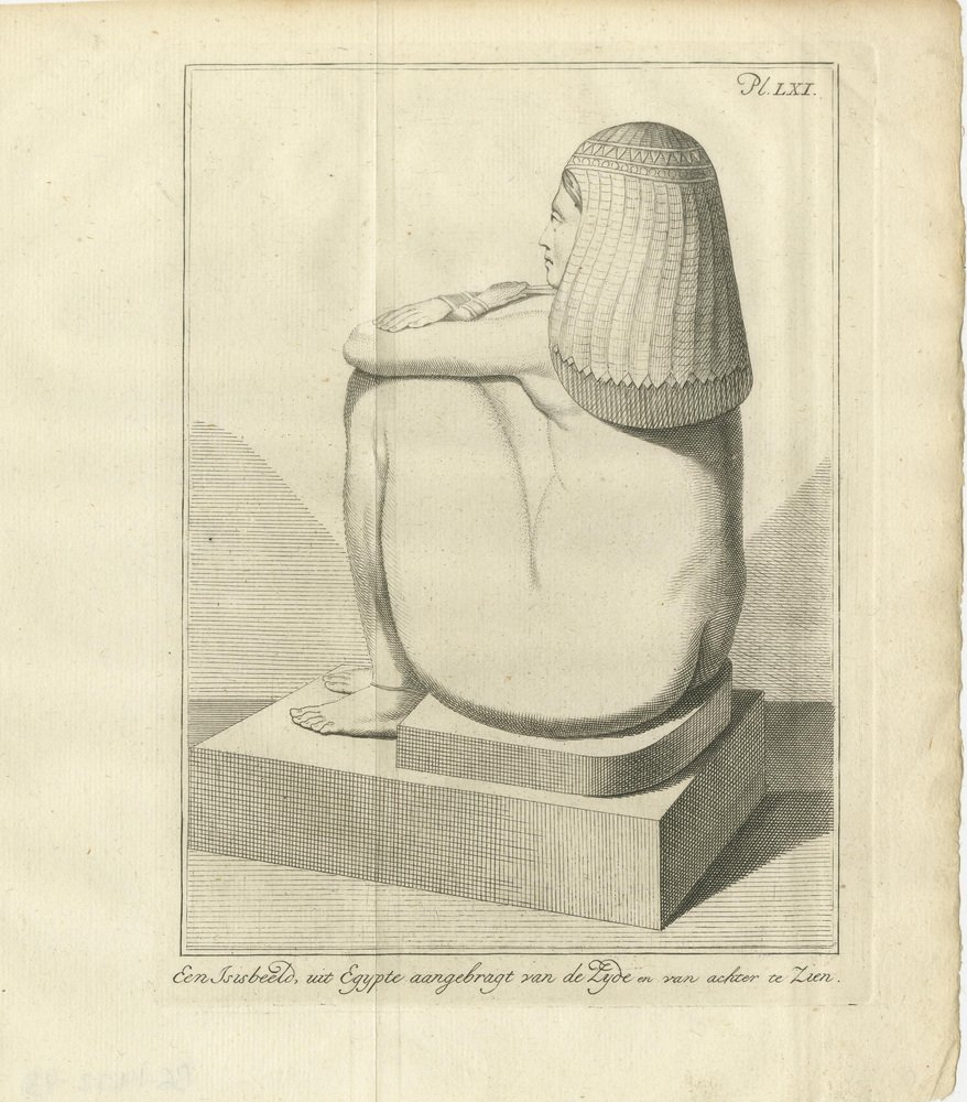 Egyptian Seated Scribe Statue with Hieroglyphs Front and Profile Views ...