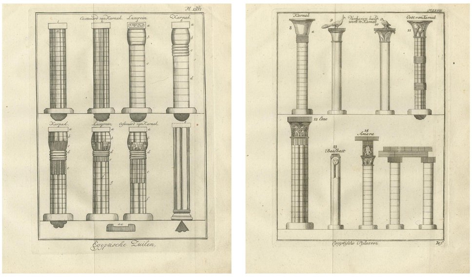 Ancient Egyptian Columns and Capitals, 1776, Paper, Set of 2 for sale ...