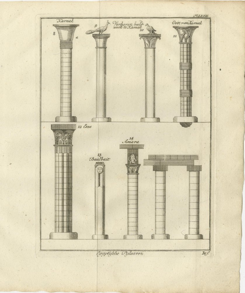 Ancient Egyptian Columns and Capitals, 1776, Paper, Set of 2 for sale ...