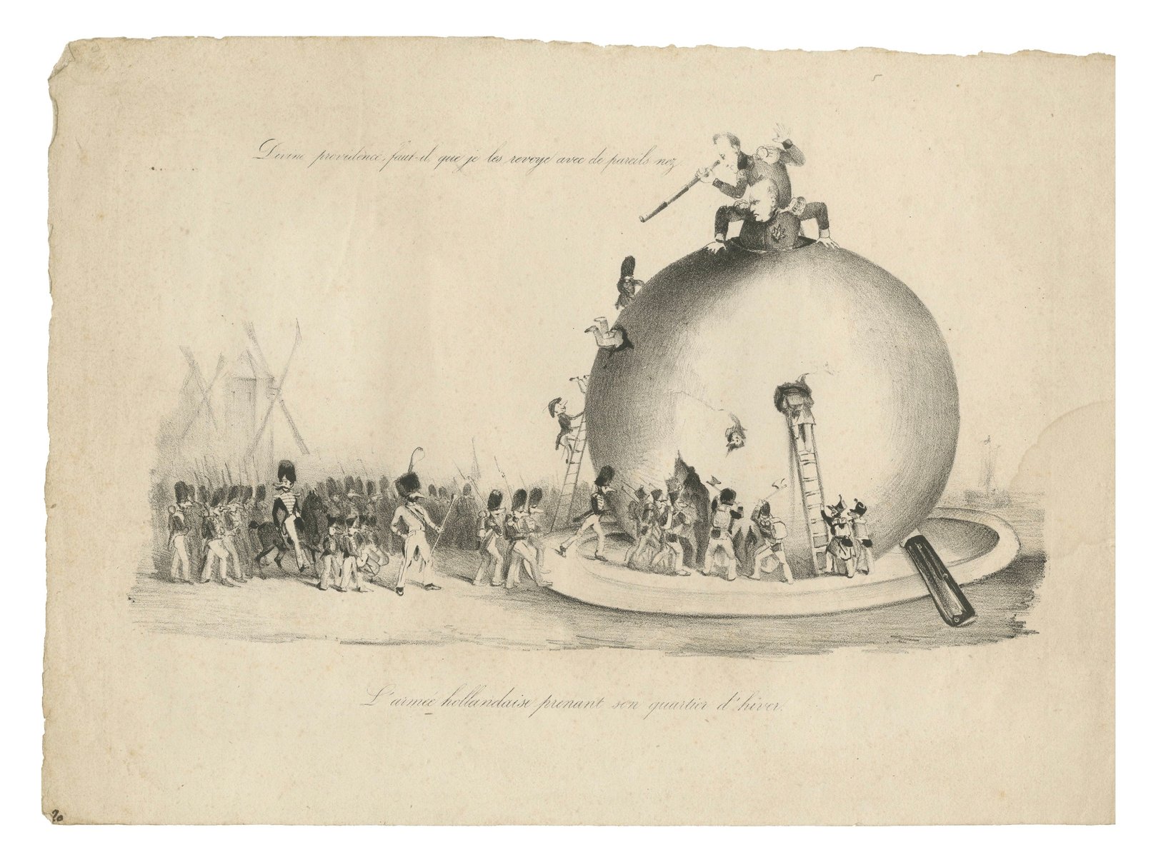 Dutch Troops Winter Quarters in a Cheese, Belgium, 1830, Litograph on ...