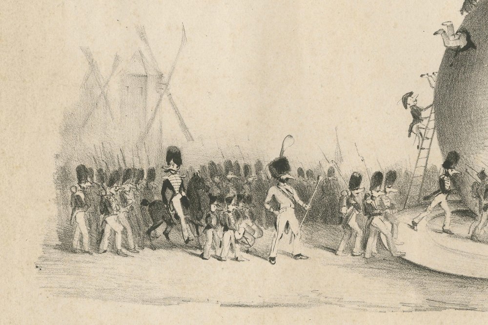 Dutch Troops Winter Quarters in a Cheese, Belgien, 1830, Litographie ...