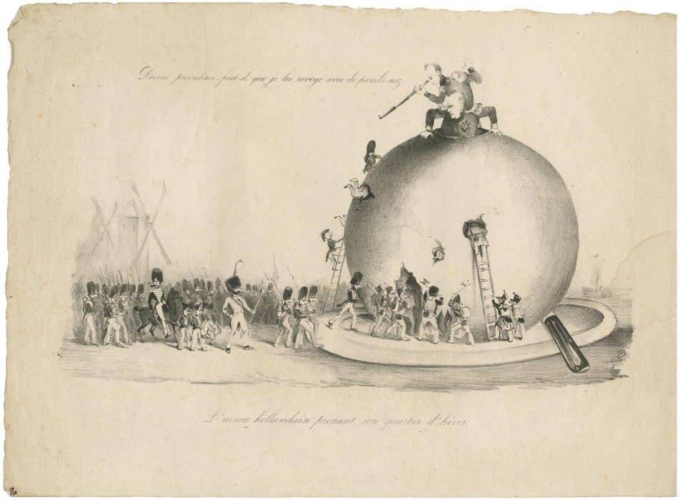 Dutch Troops Winter Quarters in a Cheese, Belgium, 1830, Litograph on ...