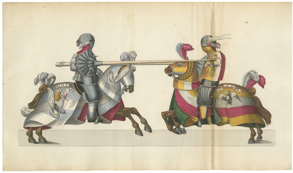 Heraldic Knights Charging in Contest, 1842, Paper for sale at Pamono