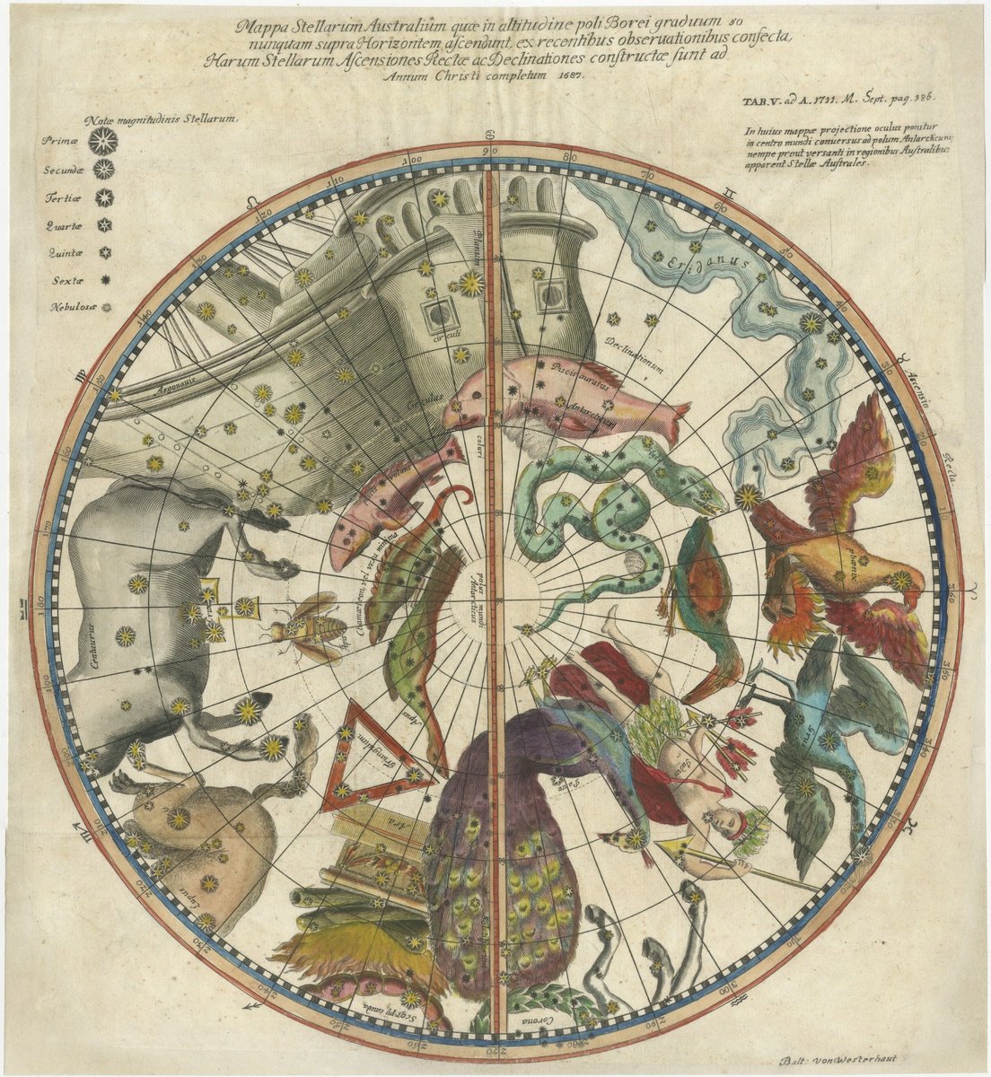 Star Chart of Southern Sky with Mythical Constellations and Exotic ...