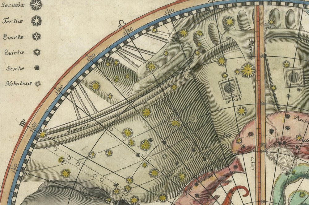 Star Chart of Southern Sky with Mythical Constellations and Exotic ...