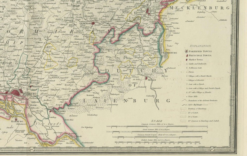 Map of the Dutchy of Holstein and the Territories of Hamburg & Lübek ...