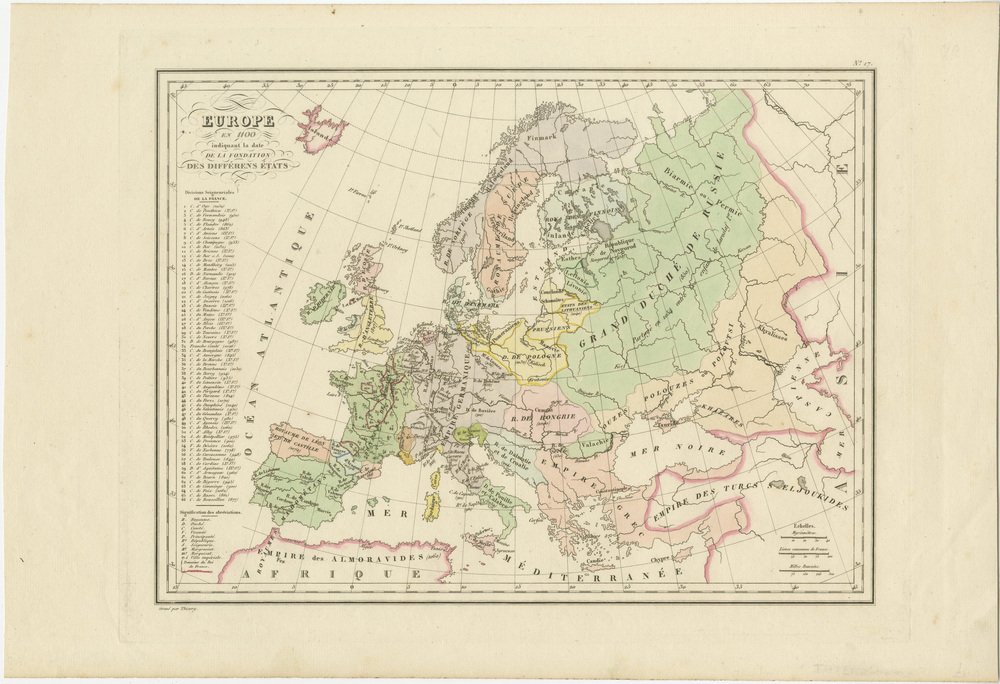 Antique Map of Europe, 1880 for sale at Pamono