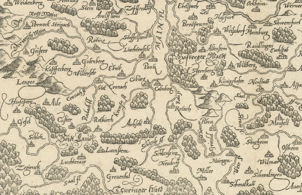 Early Woodcut Map of Franconia and Surrounding Regions, 1628 for sale ...