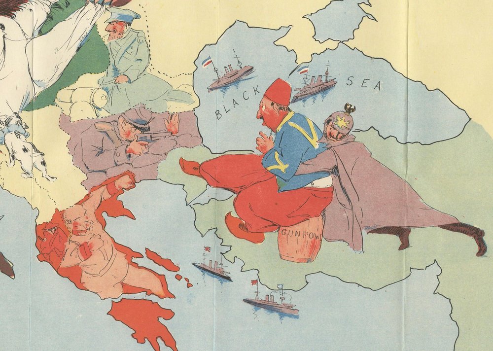 Wwi Satirical Cartoon Map by J.H. Amschewitz, 1914 for sale at Pamono