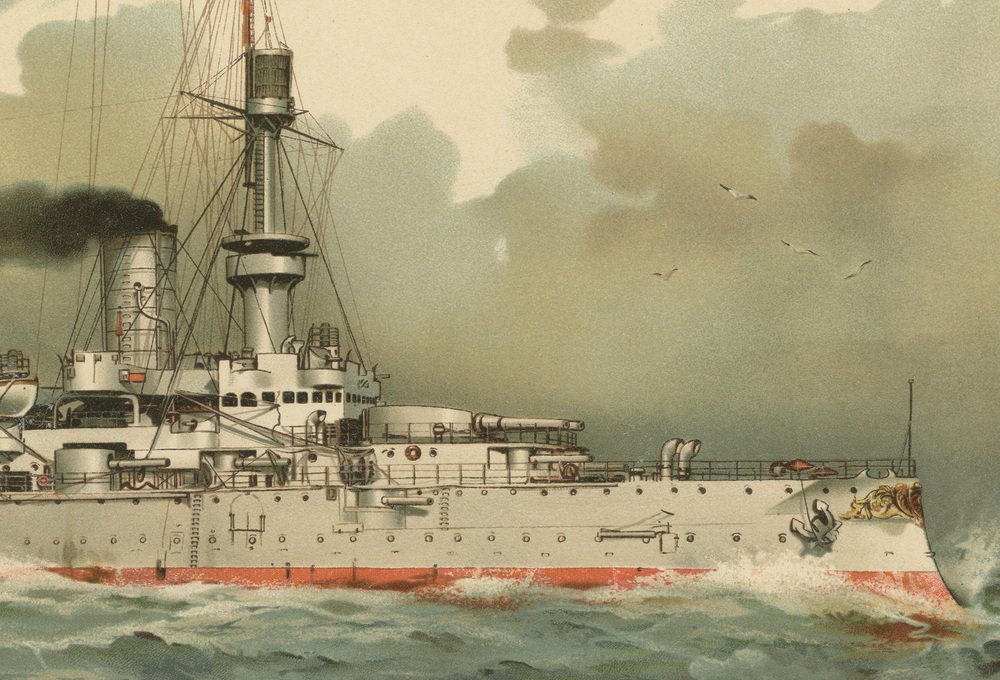 German Armored Cruiser in Pre-WWI Era, 1903, Paper for sale at Pamono