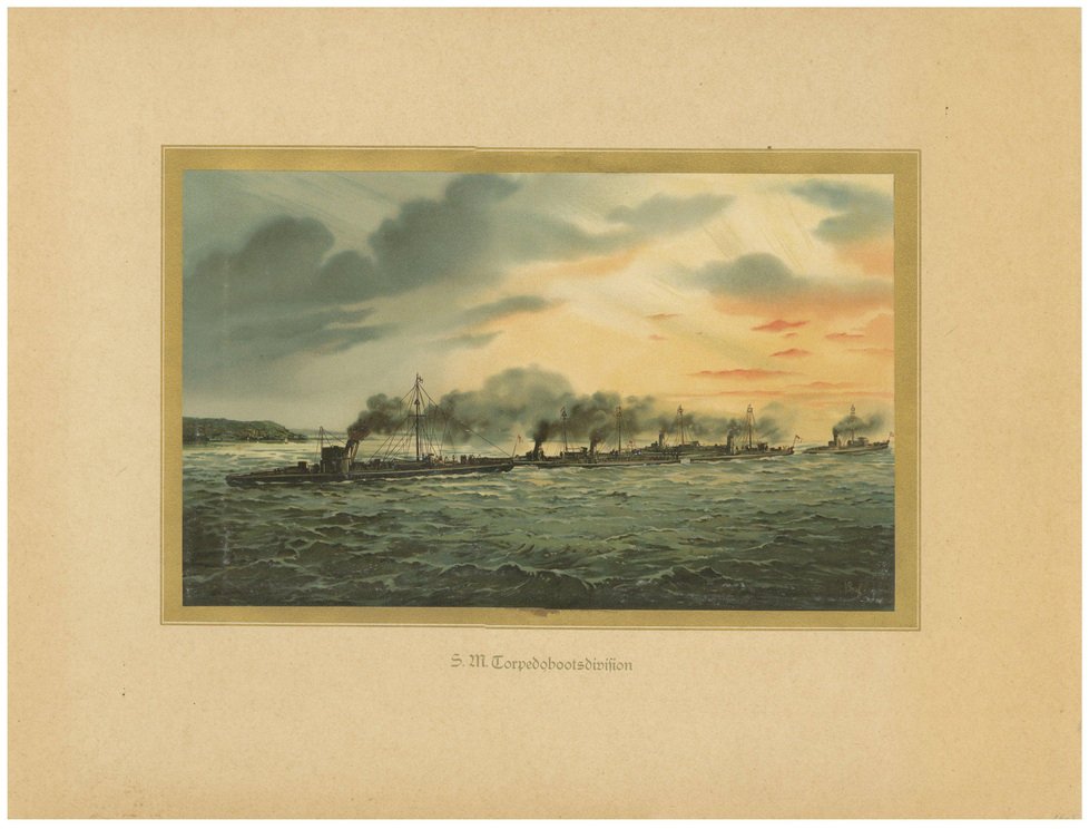 Hugo Graf, German Torpedo Boat Division at Sea, 1903, Chromolithograph ...