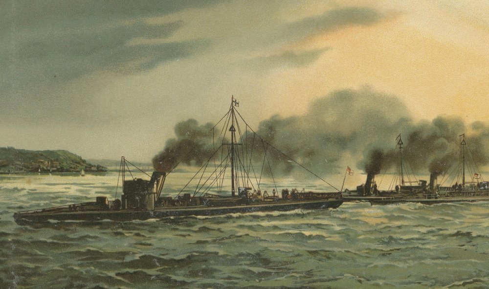Hugo Graf, German Torpedo Boat Division at Sea, 1903, Chromolithograph ...