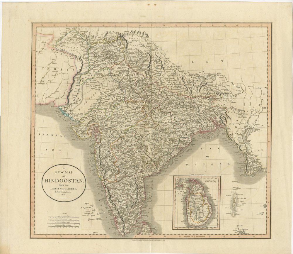 Map of Hindoostan Detailed British Cartography of India by John Cary ...